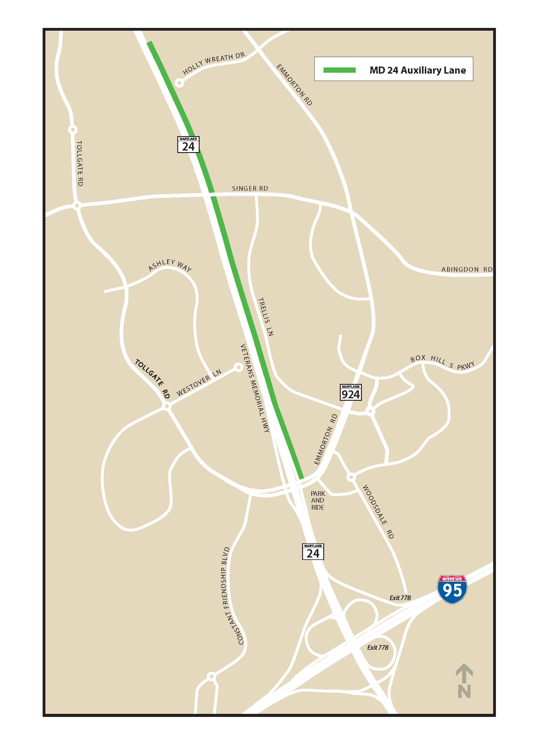 MD 24 Northbound Auxiliary Lane from MD 924 to North of Singer Road | MDTA